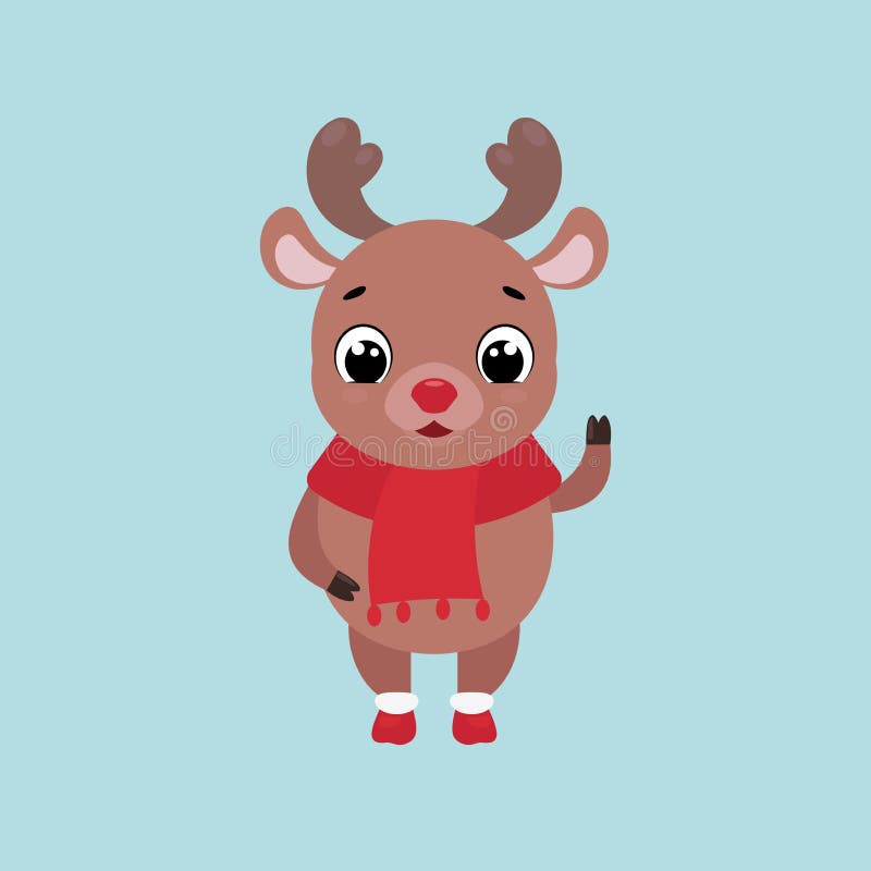 Cute Smiling Deer Waving Hand Stock Vector - Illustration of festive ...