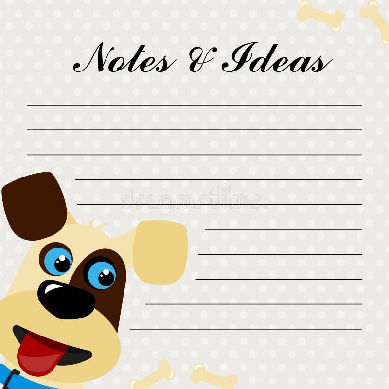 Cute Smiling Dog. Notes and Ideas Stock Vector - Illustration of ...
