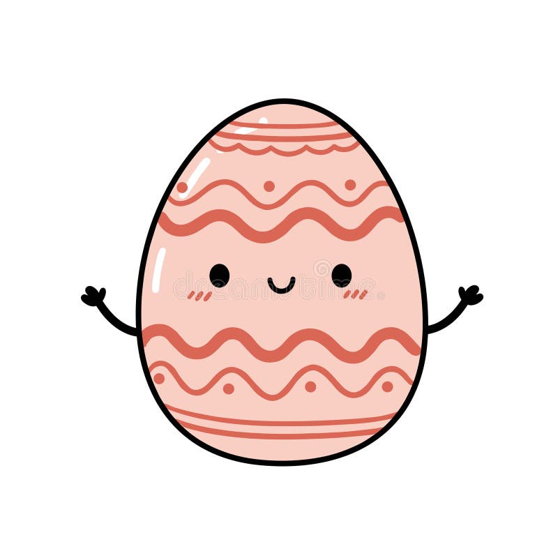 Cute Smiling Easter Egg with Decorative Patterns Stock Illustration ...