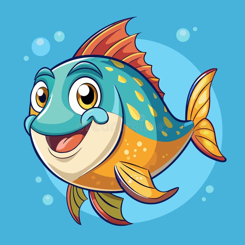 Cute Smiling Fish stock vector. Illustration of funny - 343605019