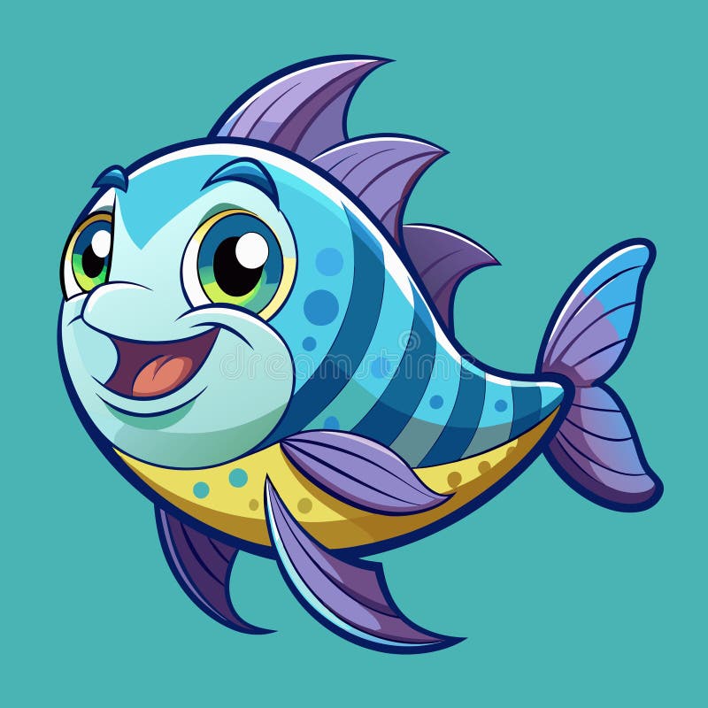 Cute Smiling Fish stock vector. Illustration of yellow - 342869565
