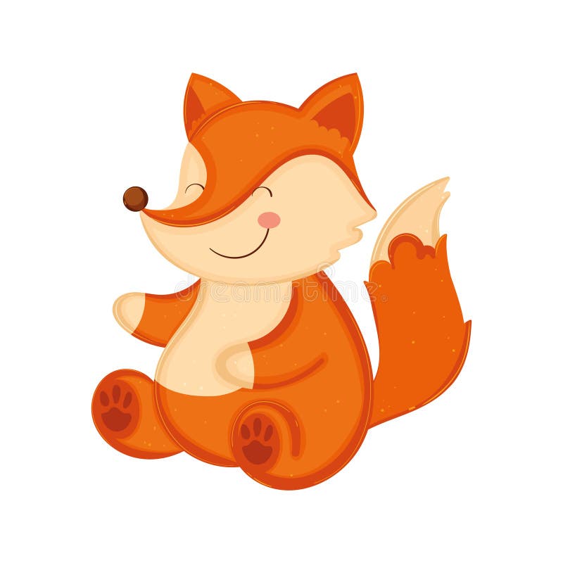 Cute Smiling Fox Sitting with Simple Design Vector Stock Vector ...