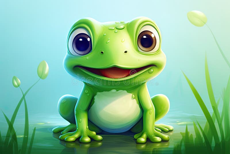 Cute Smiling Frog Childish AI Generated Stock Illustration ...