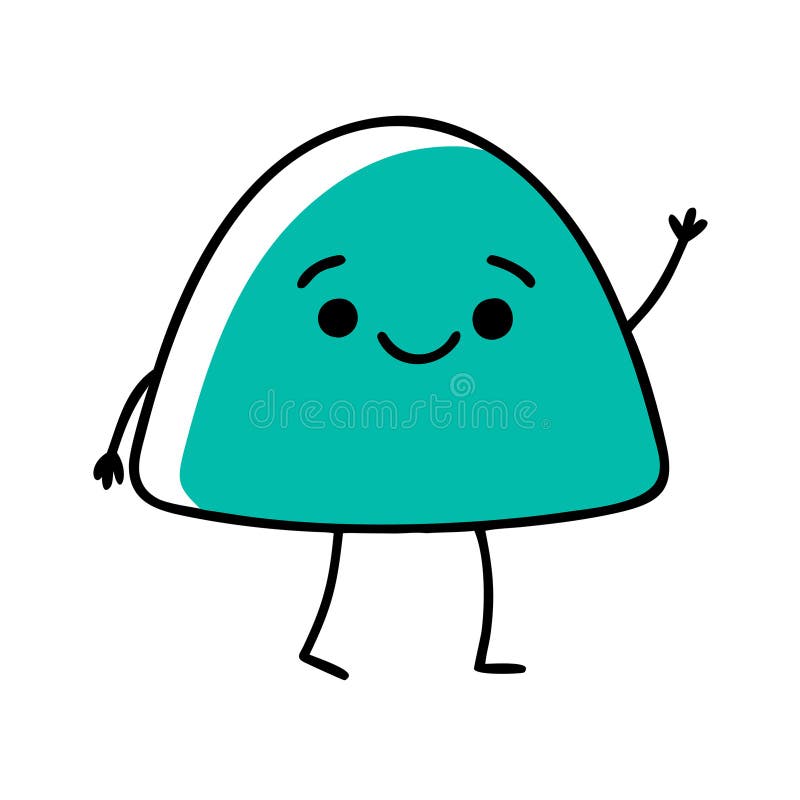 Cute Smiling Geometric Character Waving with Friendly Expression Vector ...