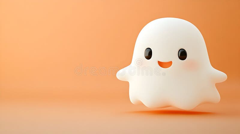 Cute Smiling Ghost on Orange Background Stock Illustration ...