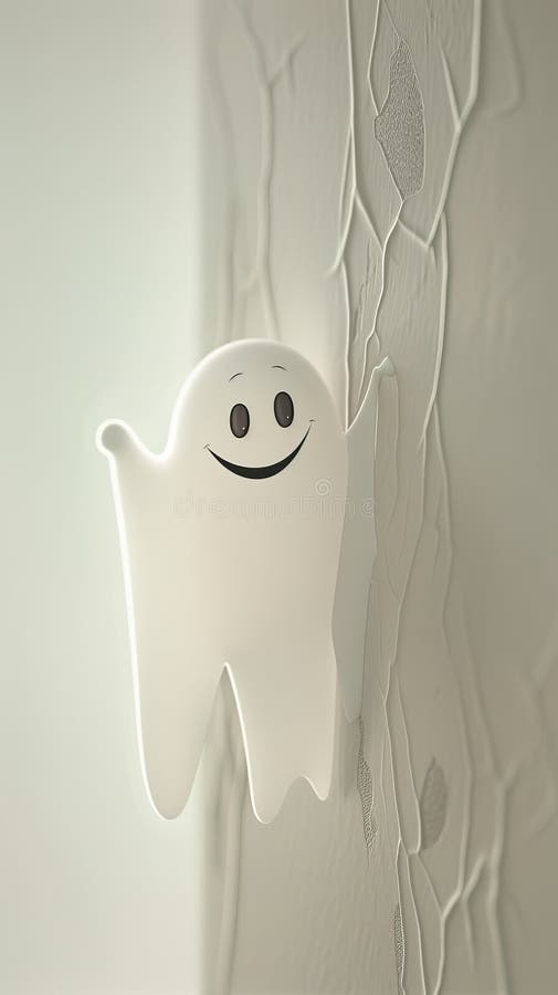 Cute Smiling Ghost on Textured Wall Stock Illustration - Illustration ...