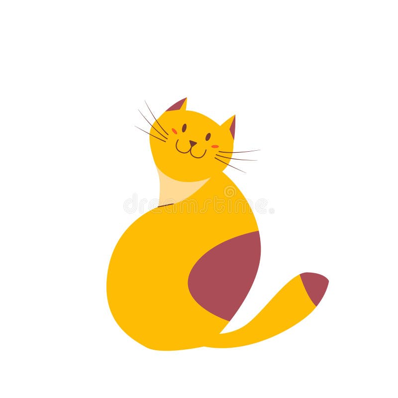 Cute Smiling Ginger Cat. Funny Kitty Cat View from Back Stock Vector ...