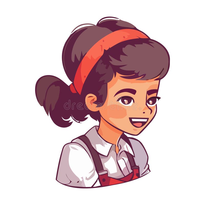 A Cute Smiling Girl In A Cartoon Illustration Stock Vector