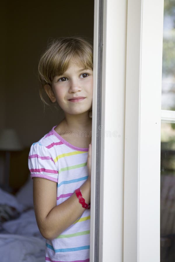 Cute Smiling Girl Playing Hide And Seek Stock Image Image Of Light Cheerful 11659317 5311