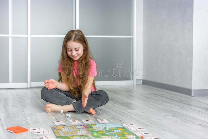 Cute Smiling Girl in the Park on the Bench Closed Her Eyes with Puzzle ...