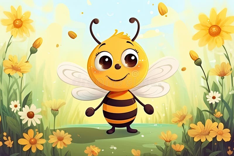 Cute Smiling Happy Honey Bee AI Generated Stock Image - Image of symbol ...