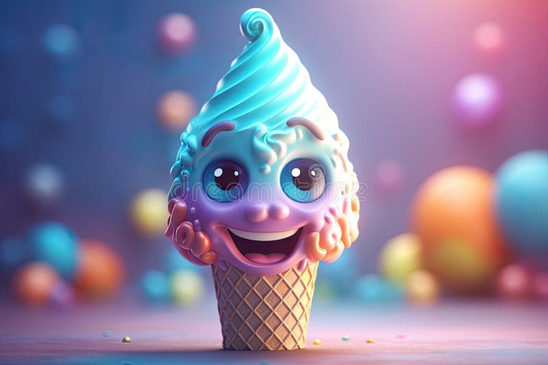 Cute smiling ice-cream stock illustration. Illustration of creamy ...