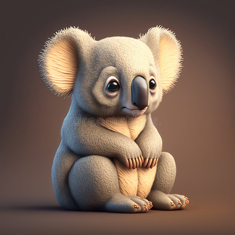 Cute Smiling Koala Cub. Generative AI Stock Illustration - Illustration ...