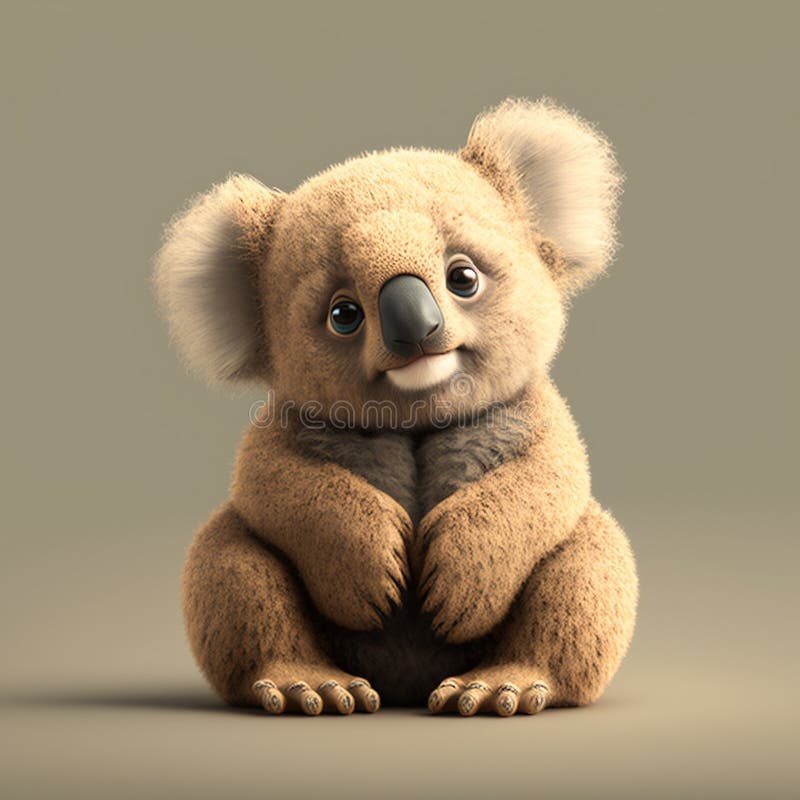 Cute Smiling Koala Cub. Generative AI Stock Illustration - Illustration ...