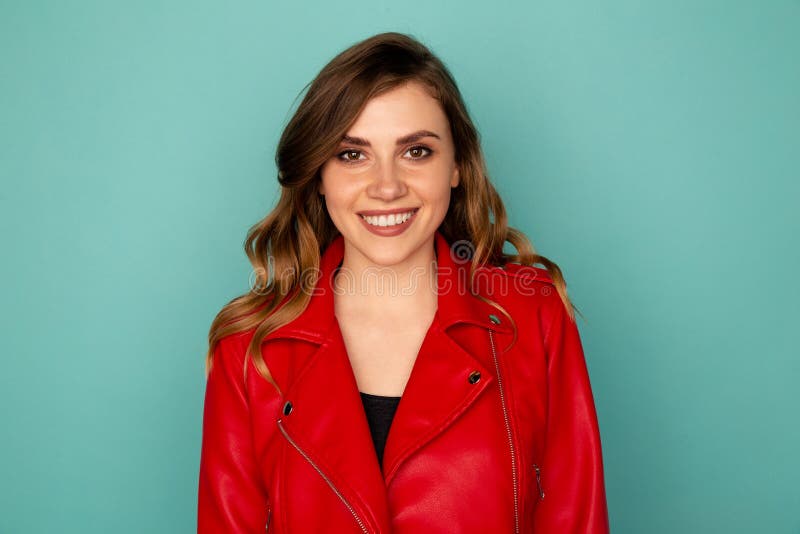 Cute Smiling Lady in a Studio Posing on a Camera Isolated. Stock Photo ...
