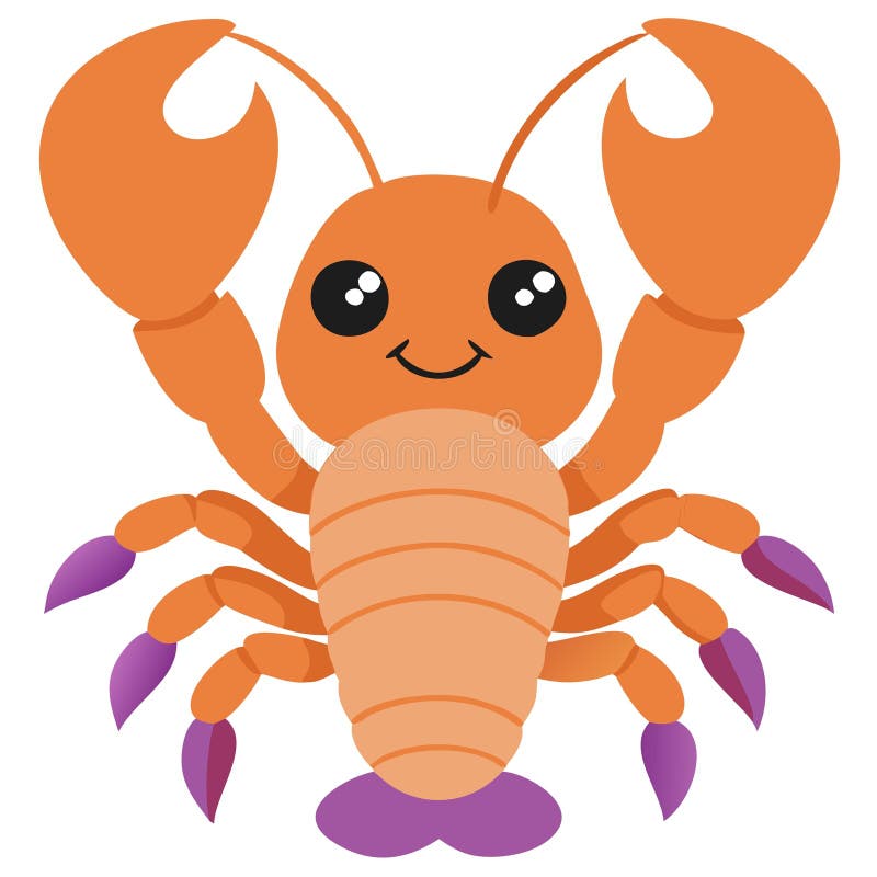 Cute Smiling Lobster Cartoon Vector for Kids Illustrations and ...