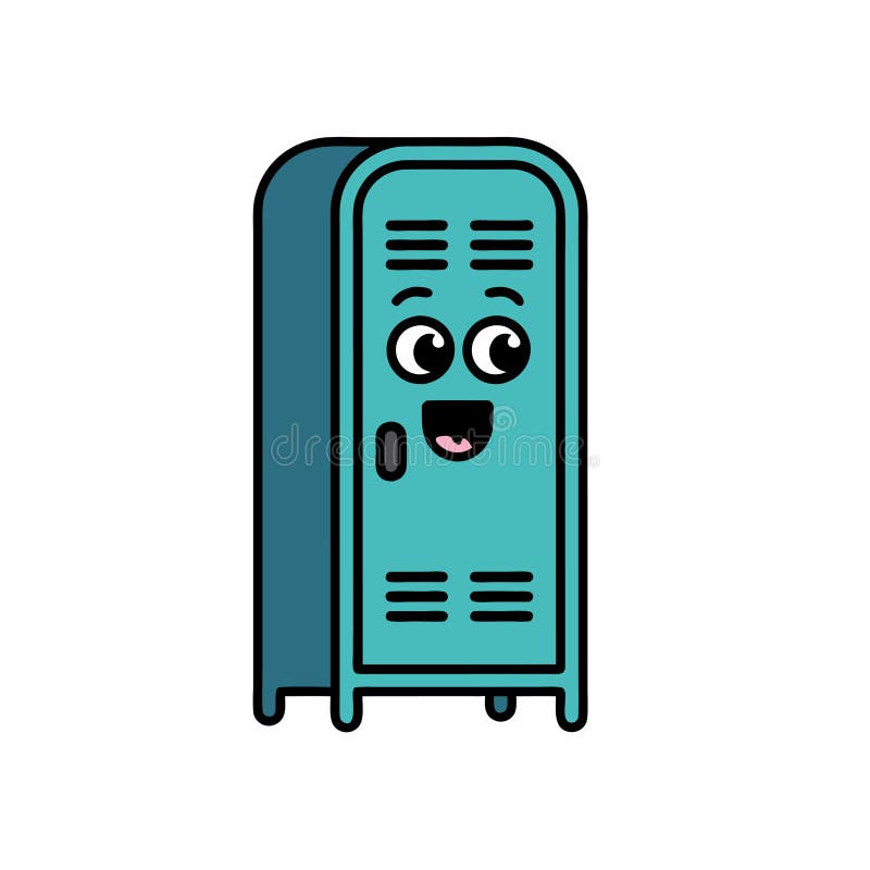 Cute Smiling Locker Cartoon Vector Illustration for Educational and Fun ...