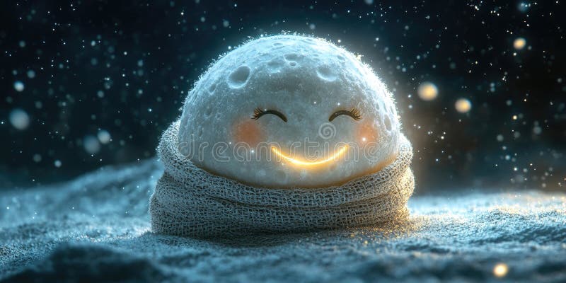 A Cute Smiling Moon Wrapped in a Tiny Glow with Stars for Dreamy ...