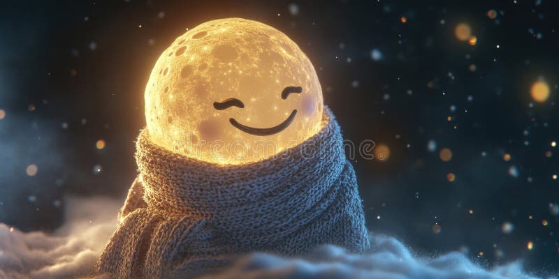 A Cute Smiling Moon Wrapped in a Tiny Glow with Stars for Dreamy ...