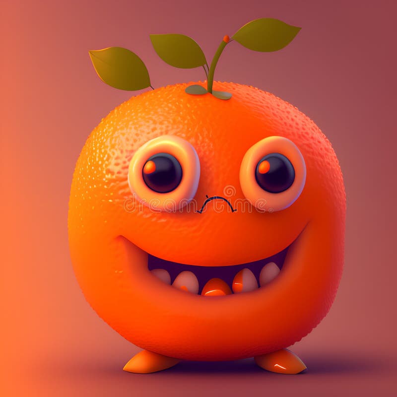 Cute Smiling Orange Character, Generative AI Illustration Stock ...