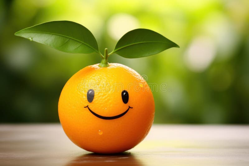 A Cute Smiling Orange with a Vibrant Peel, Vitamin C Background Stock ...