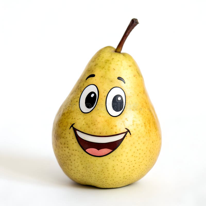 Cute Smiling Pear Character Isolated on White Background Stock ...