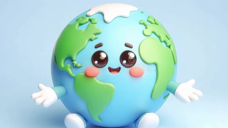 Cute Smiling Planet Earth Cartoon Illustration Stock Footage - Video of ...