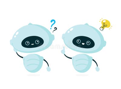 Cute Smiling Robot, Bot with Question Mark Stock Vector - Illustration ...