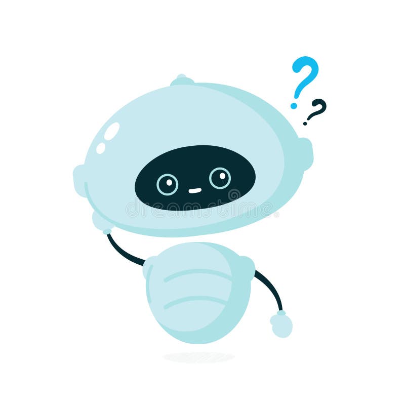 Cute Smiling Robot, Bot with Question Mark Stock Vector - Illustration ...