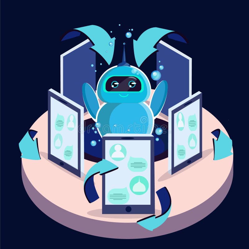 Cute Smiling Robot,chat Bot. Stock Vector - Illustration of connection ... Cute Smiling Robot,chat Bot. Stock Vector - Illustration of connection ...