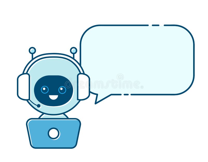 Cute Smiling Robot,chat Bot Stock Vector - Illustration of mobile ...