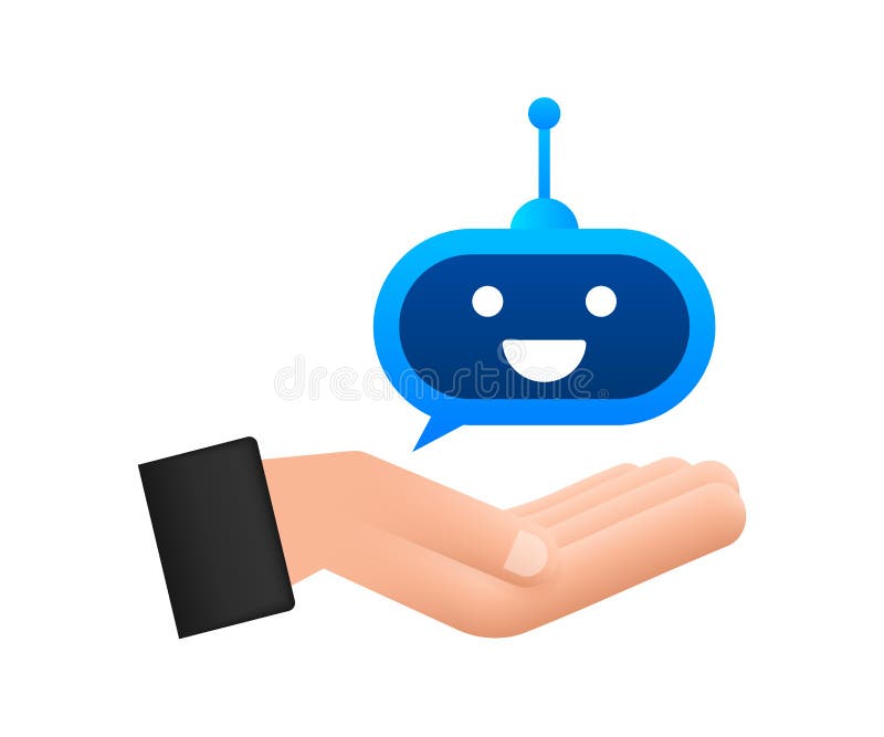 Cute Smiling Robot, Chat Bot Say Hi.Vector Modern Flat Cartoon ... Cute Smiling Robot, Chat Bot Say Hi.Vector Modern Flat Cartoon ...