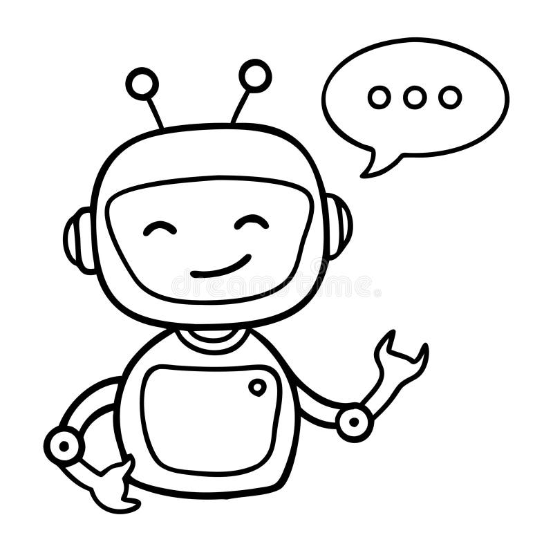 Cute Smiling Robot with Speech Bubble Vector Illustration for Kids and ...