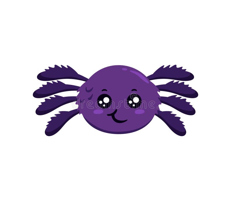 Cute Purple Spider with a Friendly Smile and Big Eyes. Stock Vector ...