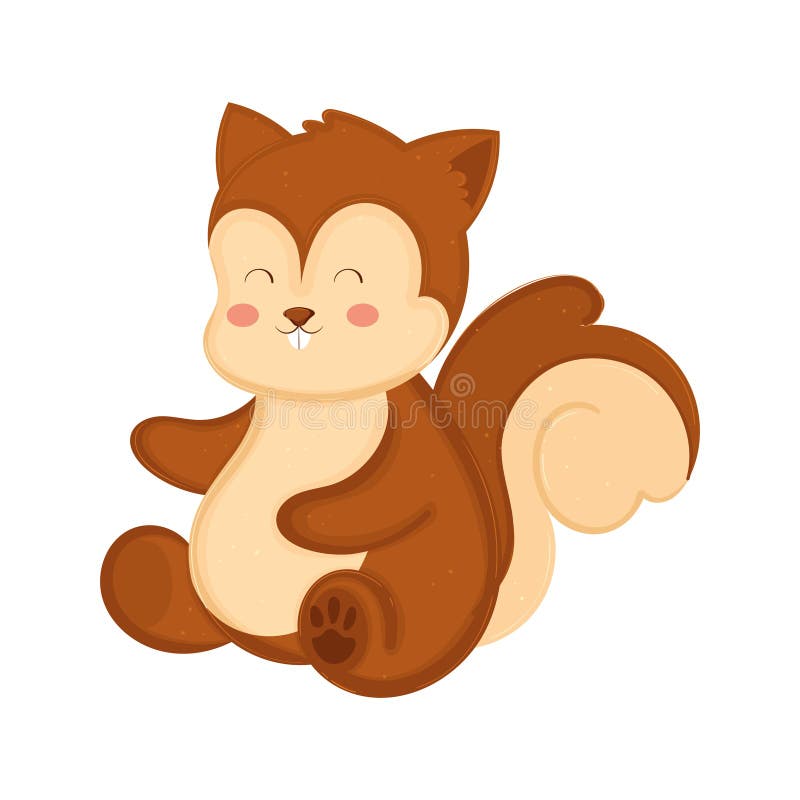 Cute Smiling Squirrel Sitting with Simple Design Vector Stock Vector ...