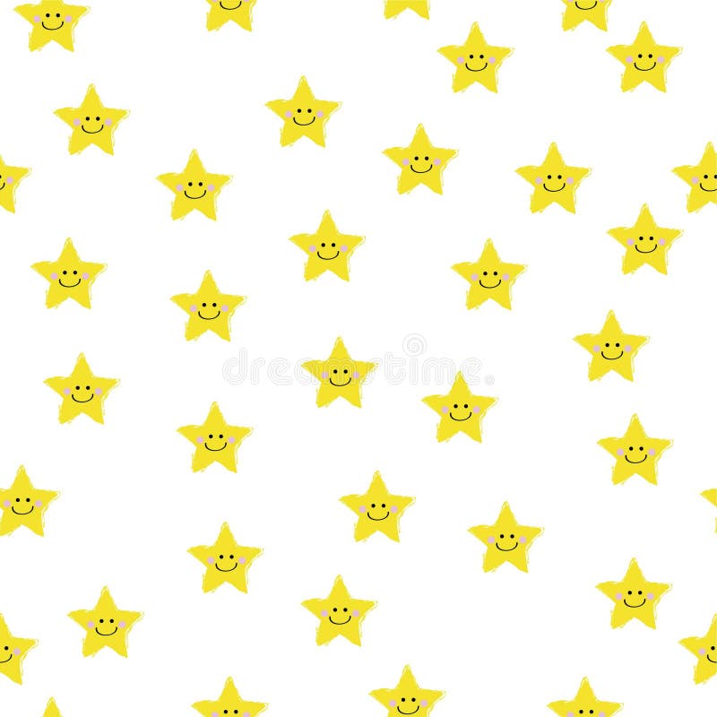 Cute Smiling Stars Baby Pattern Seamless Stock Vector - Illustration of ...