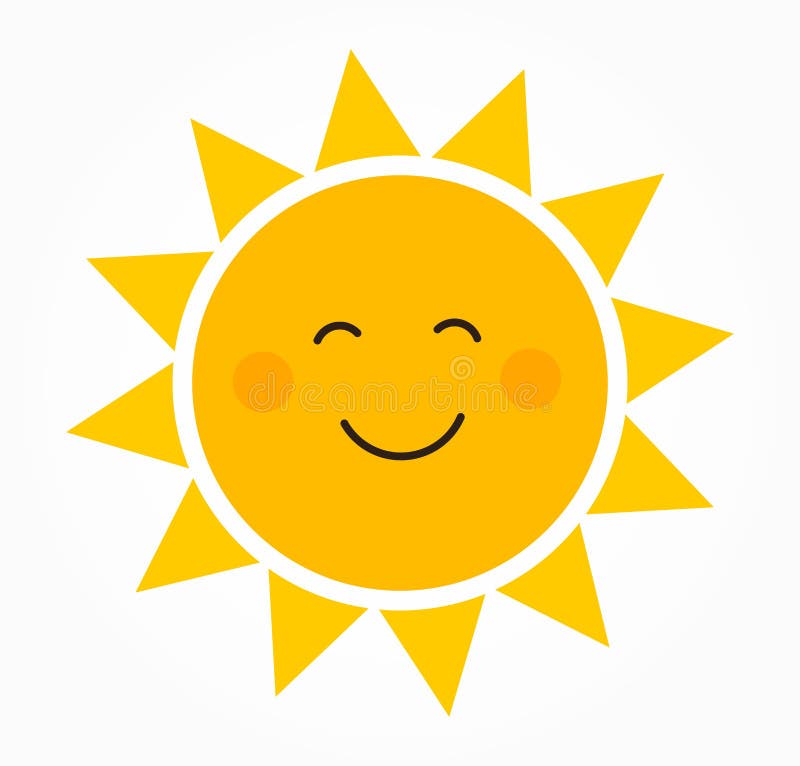 Cute smiling sun icon stock vector. Illustration of white - 154698910
