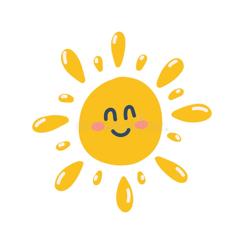 Cute Smiling Sun, Vector Flat Hand Drawn Illustration Stock Vector ...