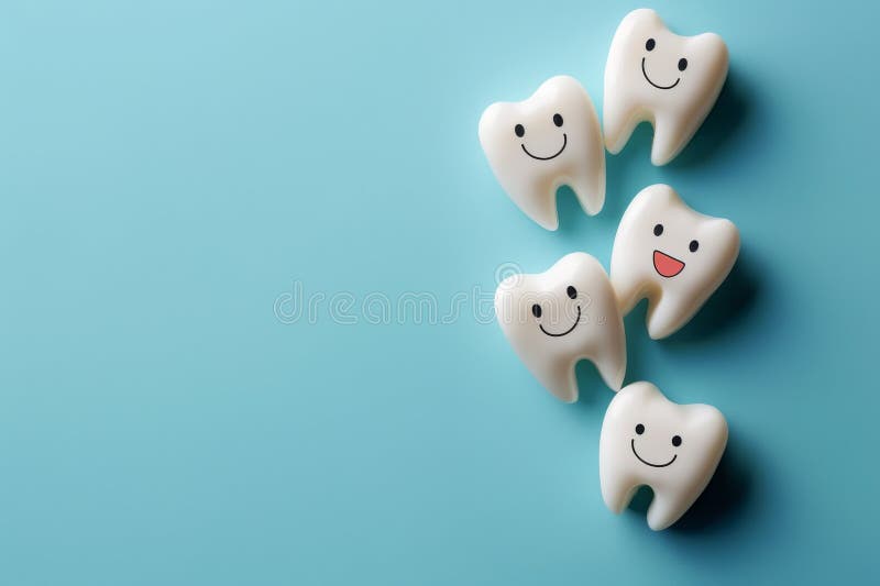 Cute Smiling Teeth on Blue Background Stock Illustration - Illustration ...