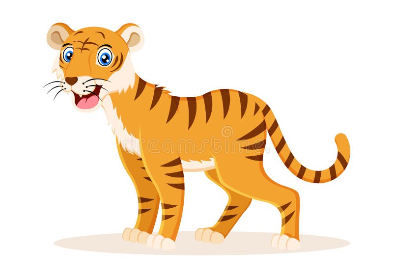 Smiling Tiger Cartoon Isolated on White Background Stock Vector ...