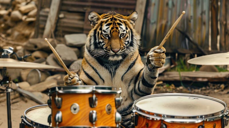 Tiger playing his violin stock vector. Illustration of feline - 41672649