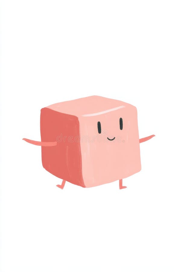 Cute Smiling Tofu Cube Character with Arms and Legs on White Background ...