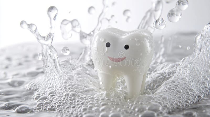 Cute Smiling Tooth with Splashing Water Bubbles Stock Image - Image of ...