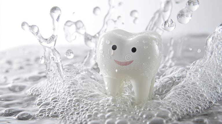 Cute Smiling Tooth with Splashing Water Bubbles Stock Image - Image of ...