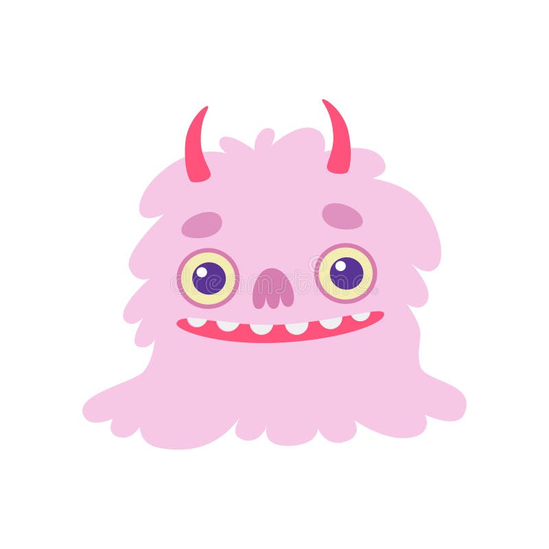 Cute Cartoon Furry Monster Vector Illustration Of Pink Monster