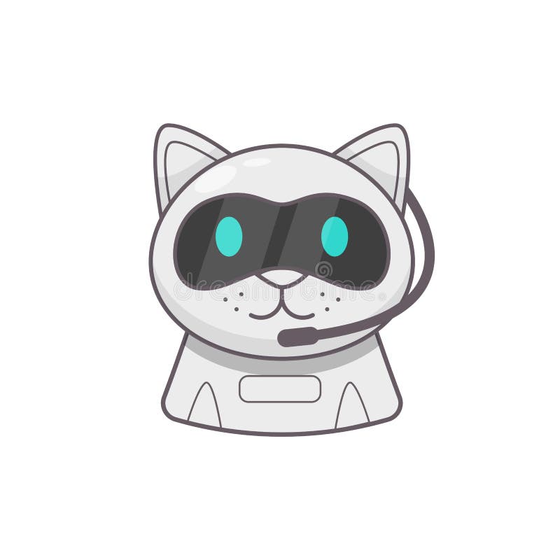 Futuristic Cat Machine Character. Virtual Chat Help Program. Cat Robot ...