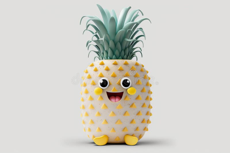 Cute Smiling Yellow Pineapple Stock Illustration - Illustration of ...