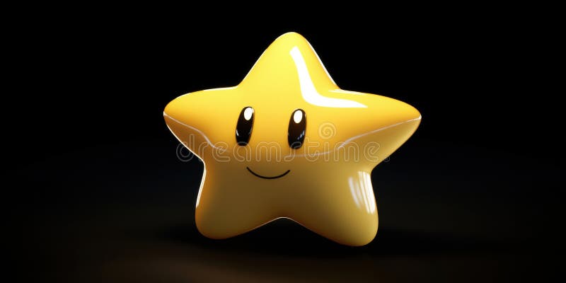 Cute Smiling Yellow Star Character with Glossy Finish and Expressive ...