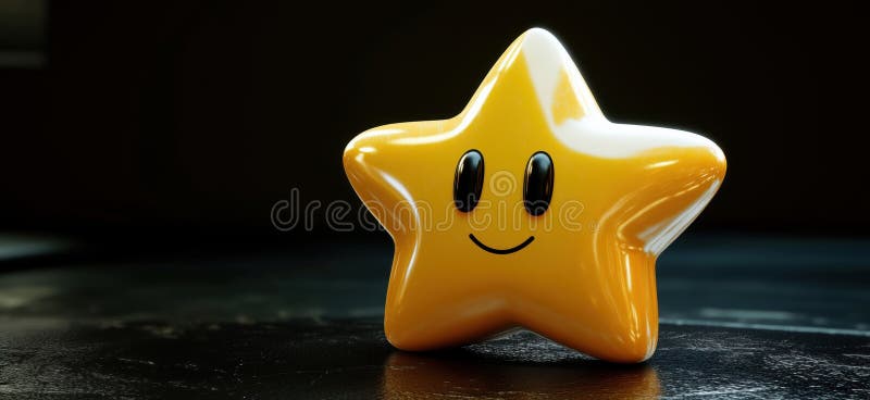 Cute Smiling Yellow Star Character with Glossy Finish and Expressive ...