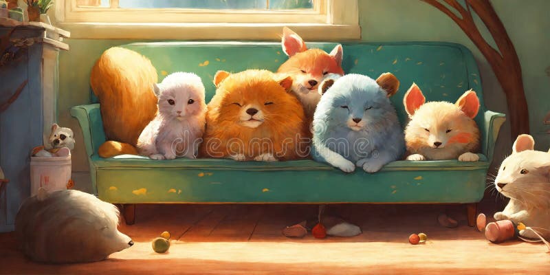 Cute Happy Friends Cuddling. Stock Illustration - Illustration of girl ...